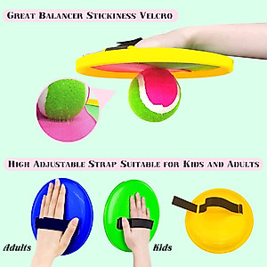 LoayBhok Toss and Catch Ball Set - Outdoor Games for Kids Beach Balls Toys Camping Game, Yard Games, Paddle Ball Outside Games for Family Kids Boys and Girls Gifts (6 Mitts & 3 Balls)