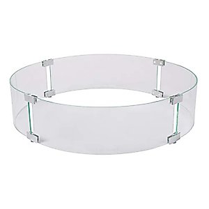 Fire Sense Fire Pit Wind Guard Clear Glass Tempered Glass for Propane, Gas, Fire Pits and Patio Heaters - Round - 26 Inches