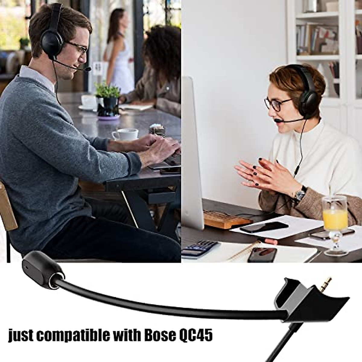 Tobysome QC45 Boom Microphone Cable Cord,Detachable Boom Microphone Cable with Mute Switch Compatible with Bose QuietComfort 45 Noise Cancelling Headphones for PC PS4 PS5 Xbox One Controller(4FT)