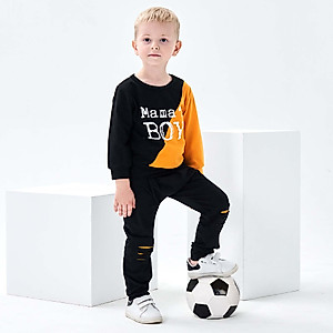 3T Boy Clothes 2T Toddler Boy Clothes Fall Winter Outfits Cotton Color Block Sweatshirt Long Pants Cute Baby Boys Clothes Set 2 Year Old Boy Clothes Orange