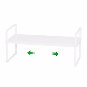 WEJIPP Expandable Cabinet Shelf Organizer Stackable Shelves Adjustable Shelf Riser for Kitchen Pantry Office,10.24" W,White