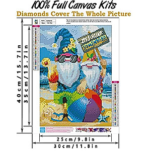 Beach Diamond Painting Kits for Adults,Gnome Diamond Art for Relaxing,Parents-Children Interrction,Gift,Home Decoration(12x16")