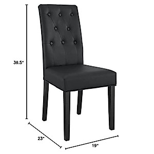 Modway Confer Modern Tufted Faux Leather Upholstered Parsons Kitchen and Dining Room Chair in Black