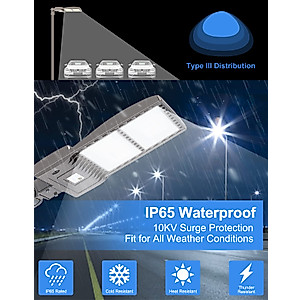 320W LED Parking Lot Light 48,000LM, DLC UL Listed Industrial Grade LED Shoebox Parking Pole Light 5000K IP65 Waterproof Outdoor Commercial Area Lighting with Slip Fitter 100-277VAC