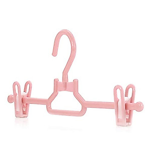 HANGERWORLD 11.8inch Kids Toddler Baby Pant and Skirt Hangers with Clips Swivel Hook (10 Pack, Pink)