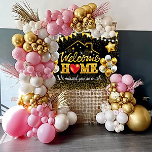 Gold and Black Welcome Home Banner Family Reunion Backdrop Welcome Home Decorations We Missed You So Much Decorations Welcome Back Banner Welcome Sign for Party Supplies 7x5FT
