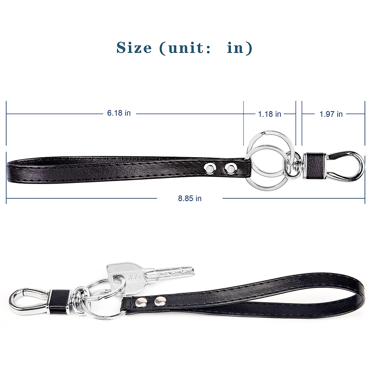 Amazon Essentials - Lanyard Keychain with Detachable Alloy Metal Rings -womens, Black+Rosegold