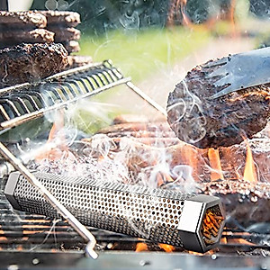 Lineba Smoke Tube，12" Pellet Somker Tube Stainless Steel Smoke Tube for Pellets Smoker, Perfect for Pellet Grill Smoker Hot or Cold Smoking - 5 Hours of Billowing Smoke(Smoke Tube)