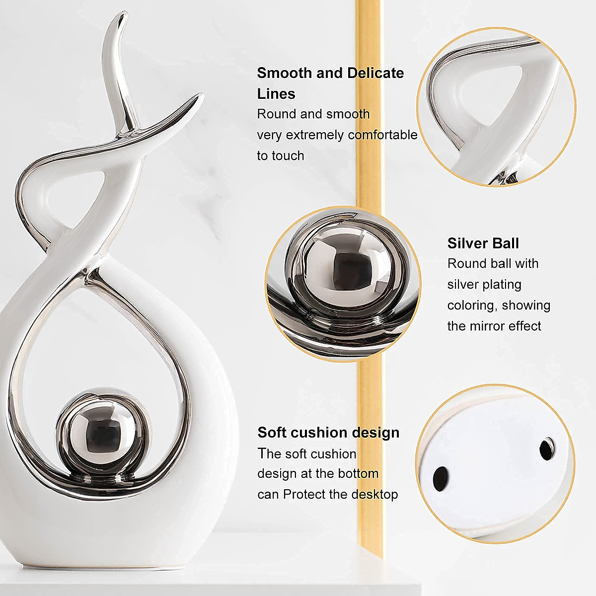 FJS Home Decor Modern Art Ceramic Statue Table House Decorations for Dining Room Living Room Office Centerpiece