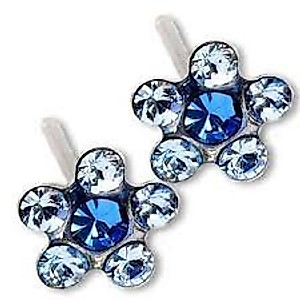 Silver September Light Sapphire Daisey Ear Piercing Earrings System 75
