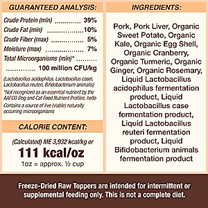 Primal Cupboard Cuts Freeze Dried Raw Cat Food & Dog Food Topper, Grain Free Meal Mixer for Dogs & Cat (Pork, 3.5 oz)