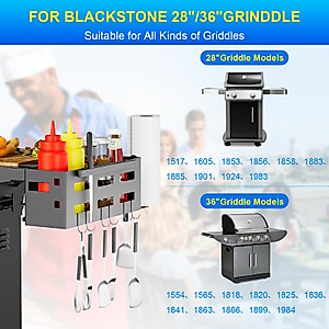 Hostaque Griddle Caddy for Blackstone 28'/36' Griddles, Space Saving BBQ Grill Accessories Storage Box, Outdoor Grill Tool Organizer with Tool Holder & Paper Towel Holder, Stainless Steel