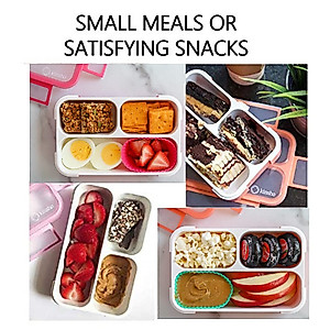 kinsho MINI Lunch-Box Snack Containers for Kids | SMALL Bento-Box Portion Container | Toddler Pre-School | Leak-proof Boxes for Work, Travel | Best for Adults Boys Girls | Pink Purple, Coral 3 pack
