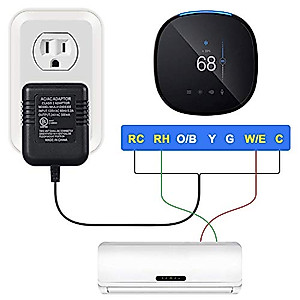 Hotop 24 Volt Transformer, 16.5ft Long C Wire Adapter Thermostats Compatible with Most Versions of Ring Doorbell and Smart Thermostat, Nest Hello Skybell Eufy Wyze and Nest Ecobee Sensi Honeywell