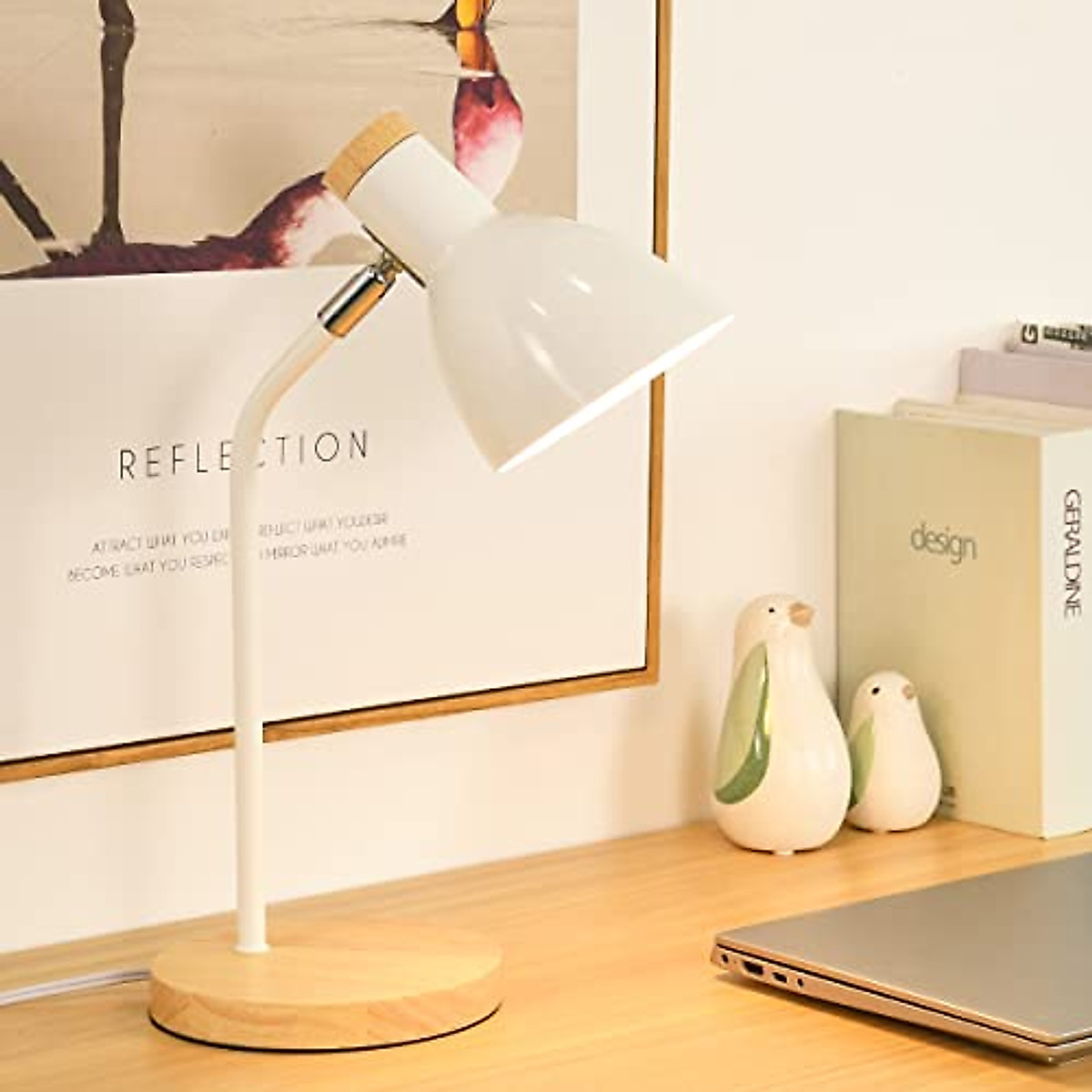 Lampwell Helle Office Desk Lamp for Home Office,Adjustable Desk Lamp for Bedrooms,Modern Desk Lamp for Desk,Kids Desk Lamp,Student Desk Lamp for Dorm,9.69×5.91×H14.88IN,Bulb Excluded,White Desk Lamp