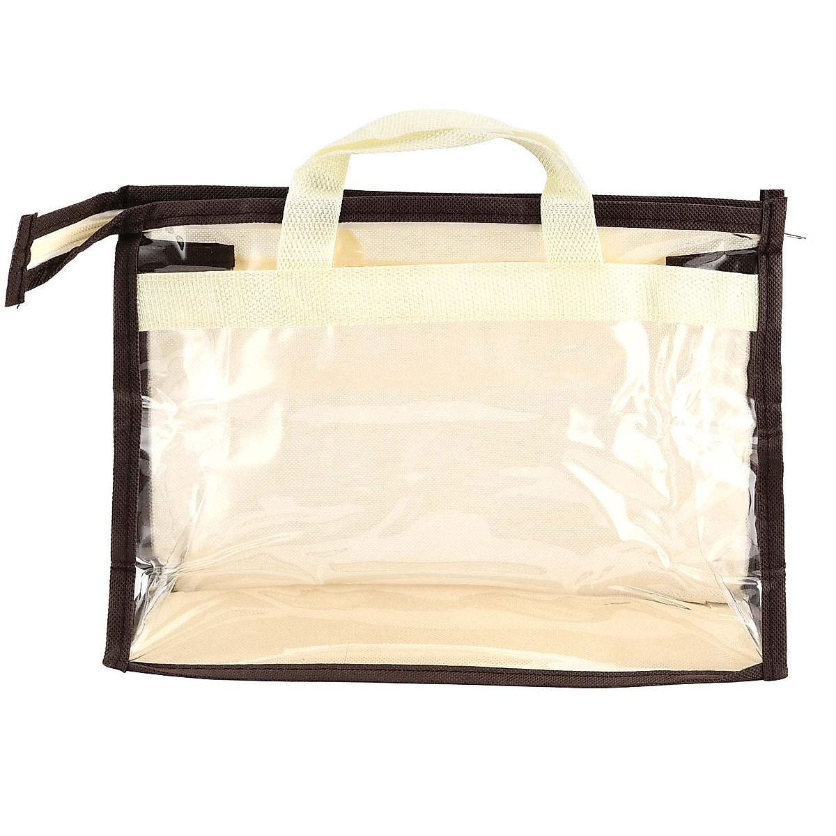 TAICHEUT 18 Pack 3 Sizes Clear Handbag Storage, Clear Purse Protector Bag with Zipper and Handle Purse Storage Dust Bags for Closet, Beige and Clear