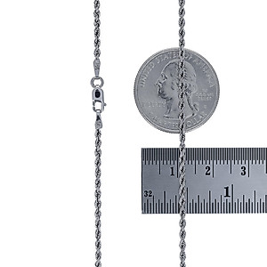 Nuragold 10k White Gold 1.8mm Rope Chain Diamond Cut Pendant Necklace, Womens Mens Jewelry 14" 16" 18" 20" 22" 24" 26" 28" 30"