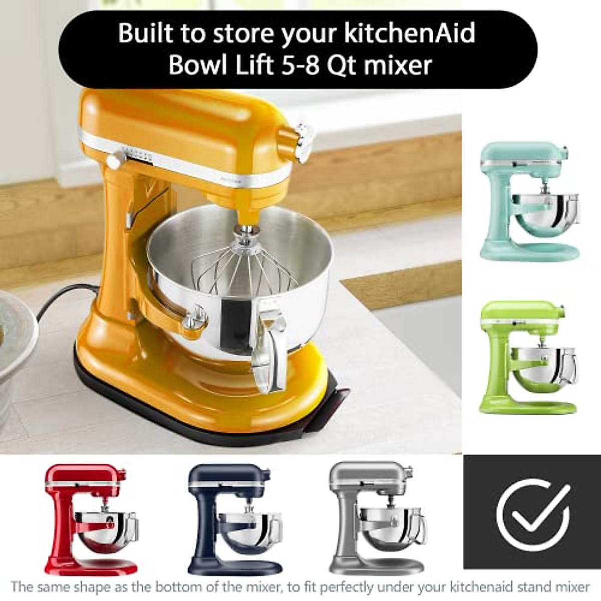 Mixer Slider for Kitchenaid 5-8 Qt Bowl Lift Stand Mixer,Sliding Tray Kitchen Appliance Slide Tray Mixer Mover Mixer Mat with Smooth Rolling Wheels for Kitchenaid Professional Series