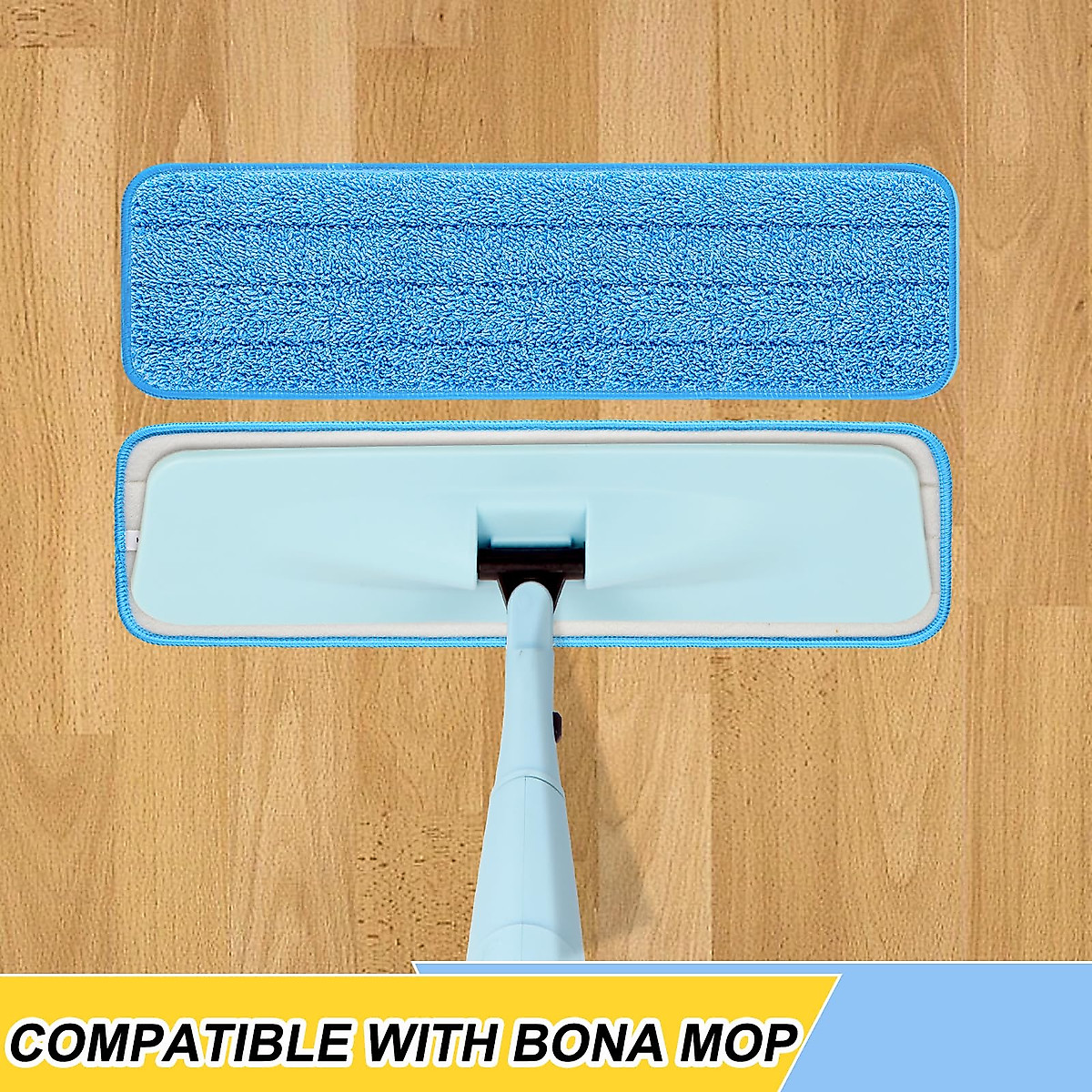 18 inch Reusable Mop Pads Microfiber Spray Mop Replacement Heads for Wet/Dry Mops Compatible with Bona Floor Care System (5 Pack)