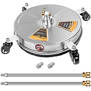 BEETRO 15'' Pressure Washer Surface Cleaner Attachment with 4 Wheels, Stainless Steel Housing and 2 Spray Wands,Power Washer Accessory for Cleaning Driveway, Sidewalk, Patio,Max. 4000 PSI