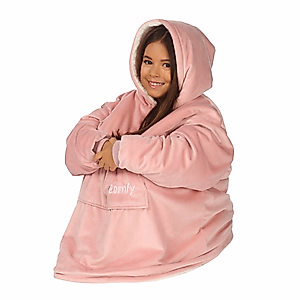 THE COMFY JR | The Original Oversized Microfiber & Sherpa Wearable Blanket for Kids, Seen On Shark Tank, One Size Fits All (Blush)