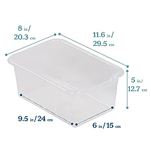 ECR4Kids Scoop Front Storage Bin, Multipurpose Organization, Clear, 20-Piece