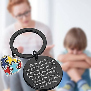ENSIANTH Autism Teacher Keychain Autism Teacher Gift Autism jewelry Gift Autism Teacher Appreciation Gift (Autism Teacher Key Black)