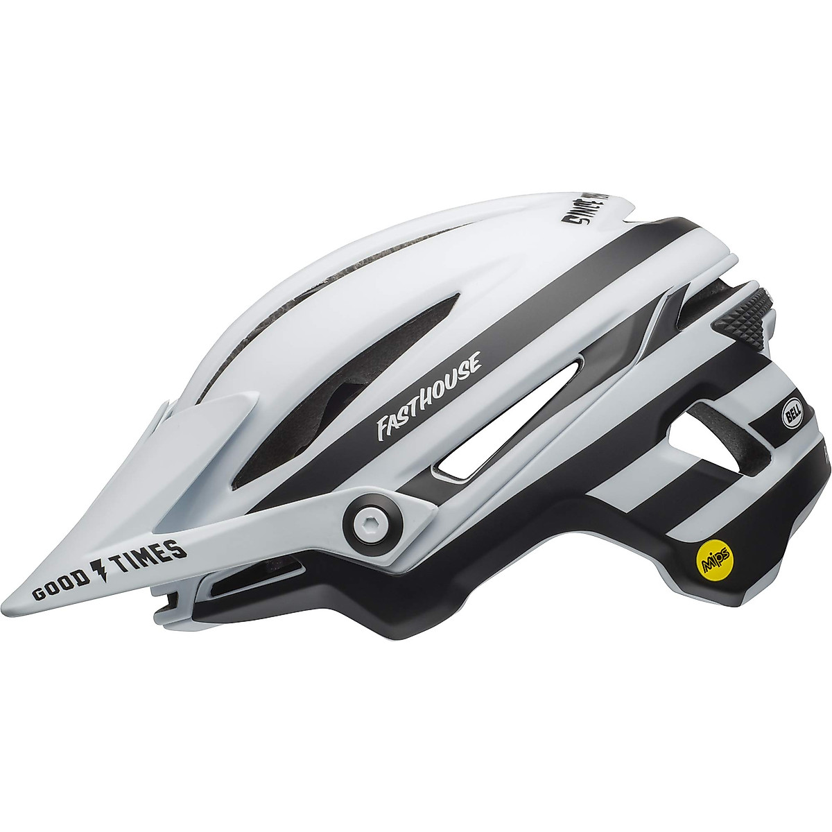 BELL Sixer MIPS Adult Mountain Bike Helmet - Fasthouse Stripes Matte White/Black (2024), Small (52-56 cm)