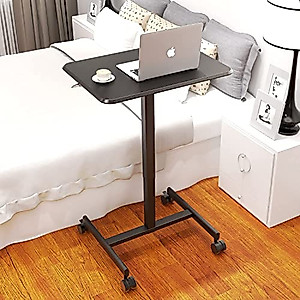 SMUGDESK.COM Mobile Laptop Desk Sit-Stand Desk Adjustable Height Laptop Desk Cart Ergonomic Table Small Standing Desk with Pneumatic Height Adjustments (Obsidian)