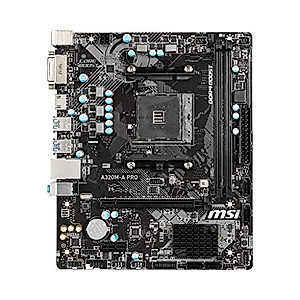 MSI ProSeries AMD A320 1st, 2nd, 3rd Gen Ryzen Compliant AM4 DDR4 HDMI DVI USB 3 Micro-ATX Motherboard (A320M-A PRO)