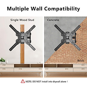 Nuyoah Full Motion TV Wall Mount for Most 26-55 Inches LED OLED 4K TVs, TV Brackets for Wall Mount Swivel Tilts Extension with Perfect Center Design, Articulating Mount Max VESA 400x400mm Up to 77lbs
