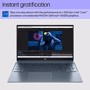 HP 2023 Pavilion Laptop, 15.6" FHD Touchscreen Display, Intel Core i7-1355U Processor, NVIDIA GeForce MX550, 32GB RAM, 1TB SSD, Wi-Fi 6, HDMI, Webcam, Backlit KB, Windows 11 Home, Blue