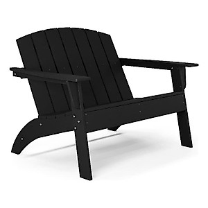 Flats & Castles Ellie HDPE Outdoor Weather Resistant Modern Adirondack Love Seat (Black)