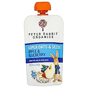 Peter Rabbit Organics SUPER Oats & Seeds, Apple & Blueberry, 4 oz Pouches, (Pack of 10)