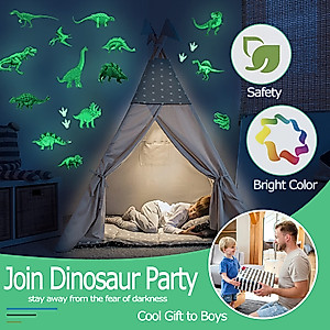 Glow in The Dark Dinosaur Wall Decals Stickers, Glowing Dinosaur Wall Stickers Self-Adhesive for Ceiling, Removable Wall Stickers for Boys Bedroom Kids Girls Baby Nursery Gift