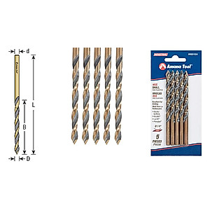 Amana Tool - (HSS1524) 1/4" Hss Plastic Drill 5 Pack