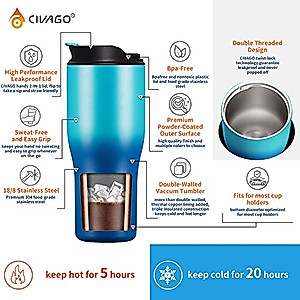 CIVAGO 30 oz Insulated Tumbler with Straw and Lid, Stainless Steel Travel Coffee Mug Cup, Double Wall Vacuum Water Bottle, Black Glitter