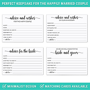 321Done Advice and Wishes for the Mr & Mrs, Made in USA - 4x6 White, Wedding Advice for Bride, Groom, Newlyweds, Bridal Shower, Thick Luxury Cardstock with Simple Script Minimalist Design - 50 Cards