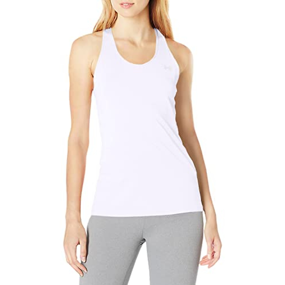 Under Armour Women's Tech Solid Tank Top , White (100)/Metallic Silver, Small