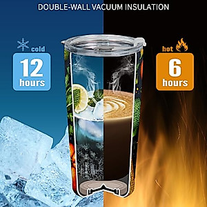 QWEUIOP 20oz Insulated Travel Coffee Mug Vegetable Eggplant Carrots Stainless Steel Tumbler with Lid Double Wall Vacuum Coffee Cup For Hot and Cold Drinks14283