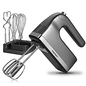 DmofwHi Hand Mixer Electric with Timer and Digital Screen,9-Speed Mixer Electric Handheld with 6 Stainless Steel Accessories,400W Powerful Electric Hand Mixer with Storage Case(Silver)