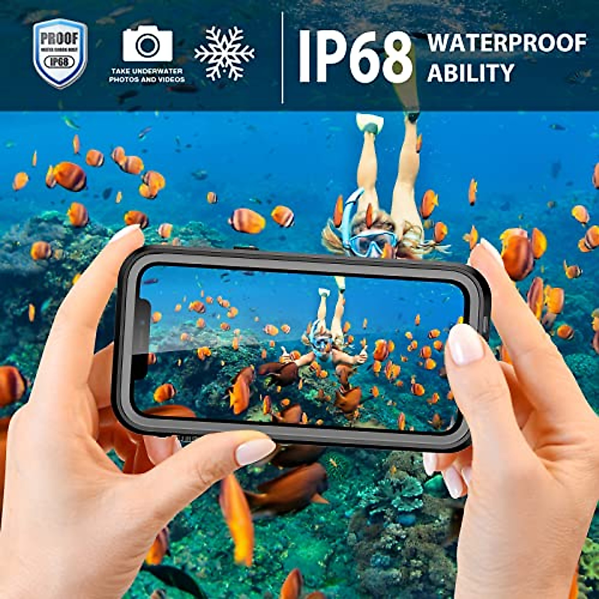 MAXCURY Waterproof Case for iPhone 13 Pro Max, Heavy Duty Shockproof Case Built in Screen Protector for Men & Women, Full Body Protection Apple Cover for 13ProMax 6.7 inch Phone (Black)