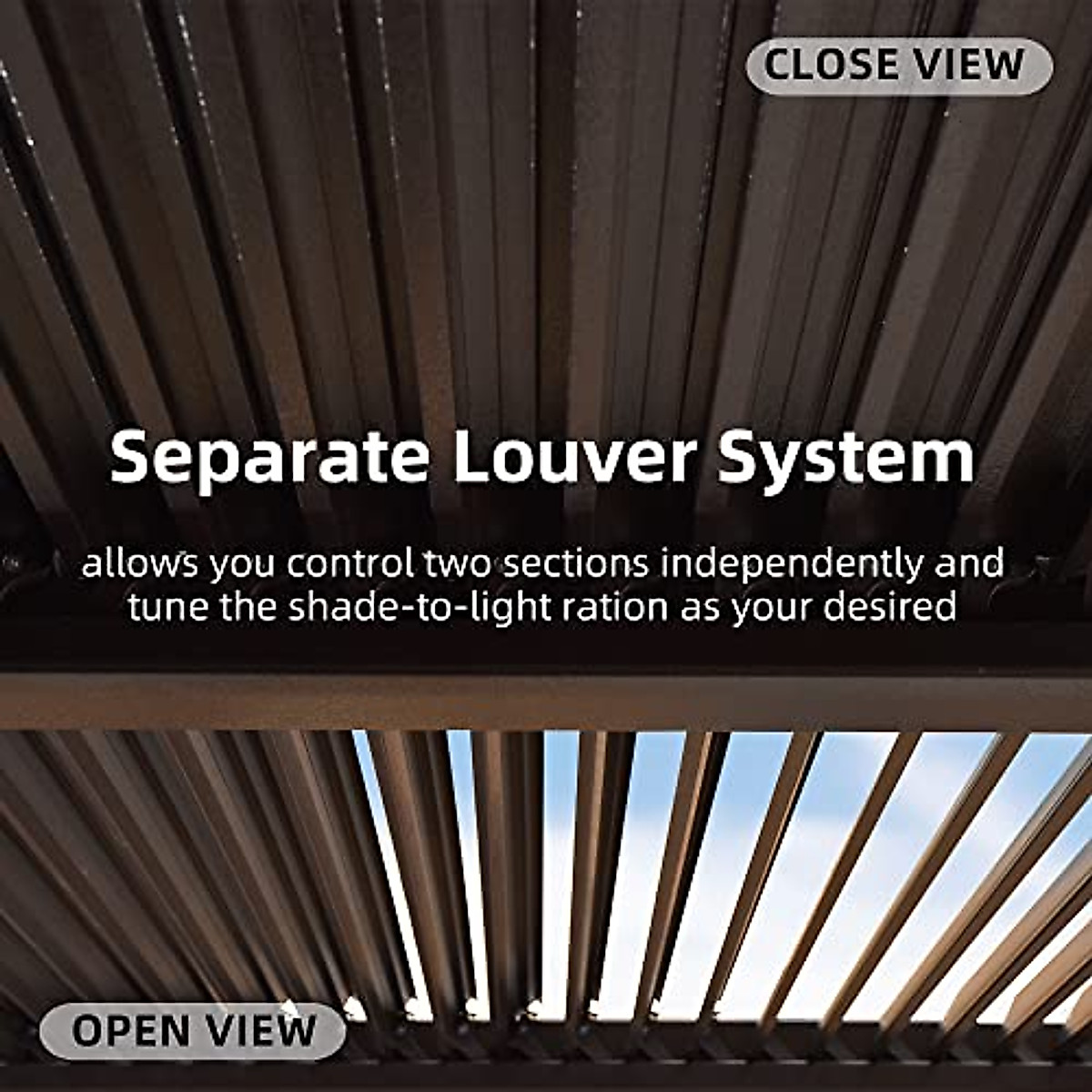 PURPLE LEAF Outdoor Louvered Pergola 10' × 13' Patio Hardtop Gazebo Sun Shade Shelter Outside Canopy with Metal Adjustable Roof for Beach Deck Backyard Garden, Curtains and Netting Included