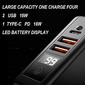 Pwr Travel - 5 in 1 Power Bank International, 10000mAh Portable Wireless Charger Bank with AC Wall Plug & Built-in Cables, Built-in Type-C and Lighting USB Cable 4 Output and 2 Input