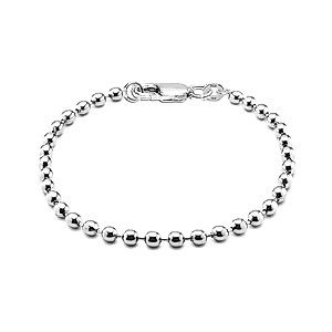 LeCalla 925 Sterling Silver Italian Handmade 4 MM Bead Ball Strand Chain Bracelet for Teen and Women 7 Inches