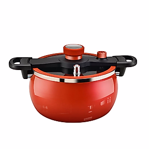 7L Pressure Cooking Pot Anti Stick Heat Resistant Pressure Cooker Binaural Clip Quick Cooking Pot with Visual Pot Lid for Induction, Gas Stove, Electric Stove (Red)