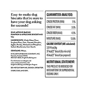 King Arthur Baking Company Dog Biscuit Mix, Pumpkin & Apple, Homemade Dog Treats, 12oz