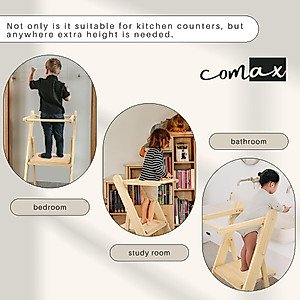 comax Toddler Tower Kitchen Stool Helper, Kids Kitchen Step Stool, Toddler Stool Kitchen Counter Standing Tower for Toddlers 1-3, Nursery Stand Ladder Toddler Helper Tower