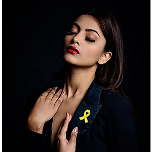 12/25/50/100 pieces Metal Yellow Ribbon Pin Awareness Ribbon Pin Bone Cancer Awareness Support Campaign Charity Donation Event Gift Accessories Brooch (25)