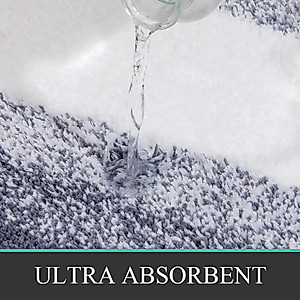 Bathroom Rug Mat Set 3 Piece, Non-Slip Shaggy Bath Mats, Absorbent Microfiber Bath Carpet for Bathroom Floor, Tub and Shower Machine Washable, Dark Grey